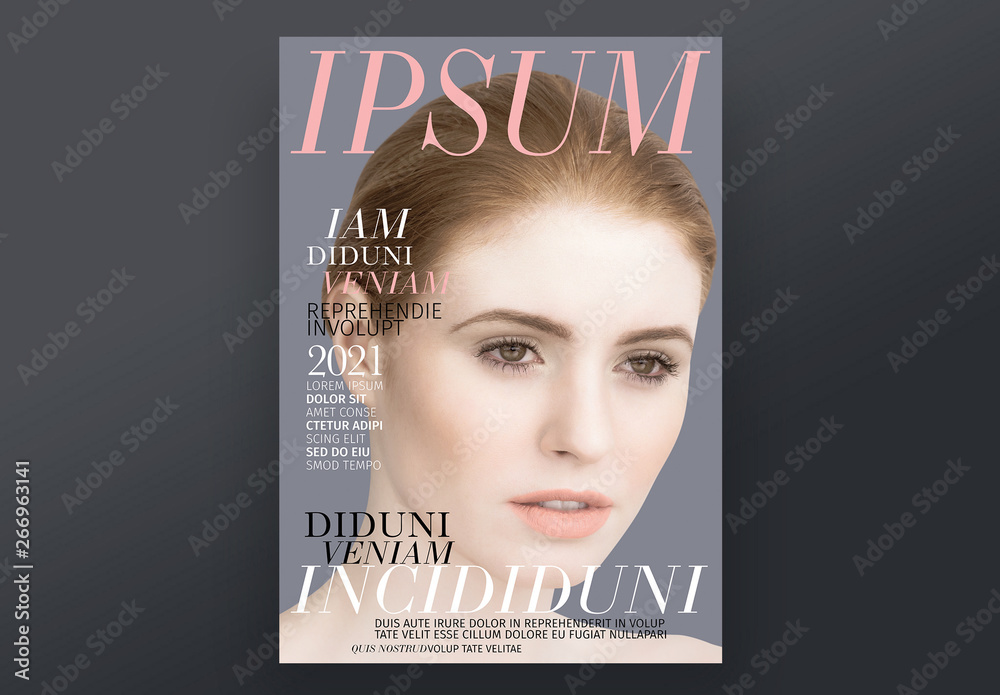 Magazine Cover with Pink Title Text Stock Template | Adobe Stock
