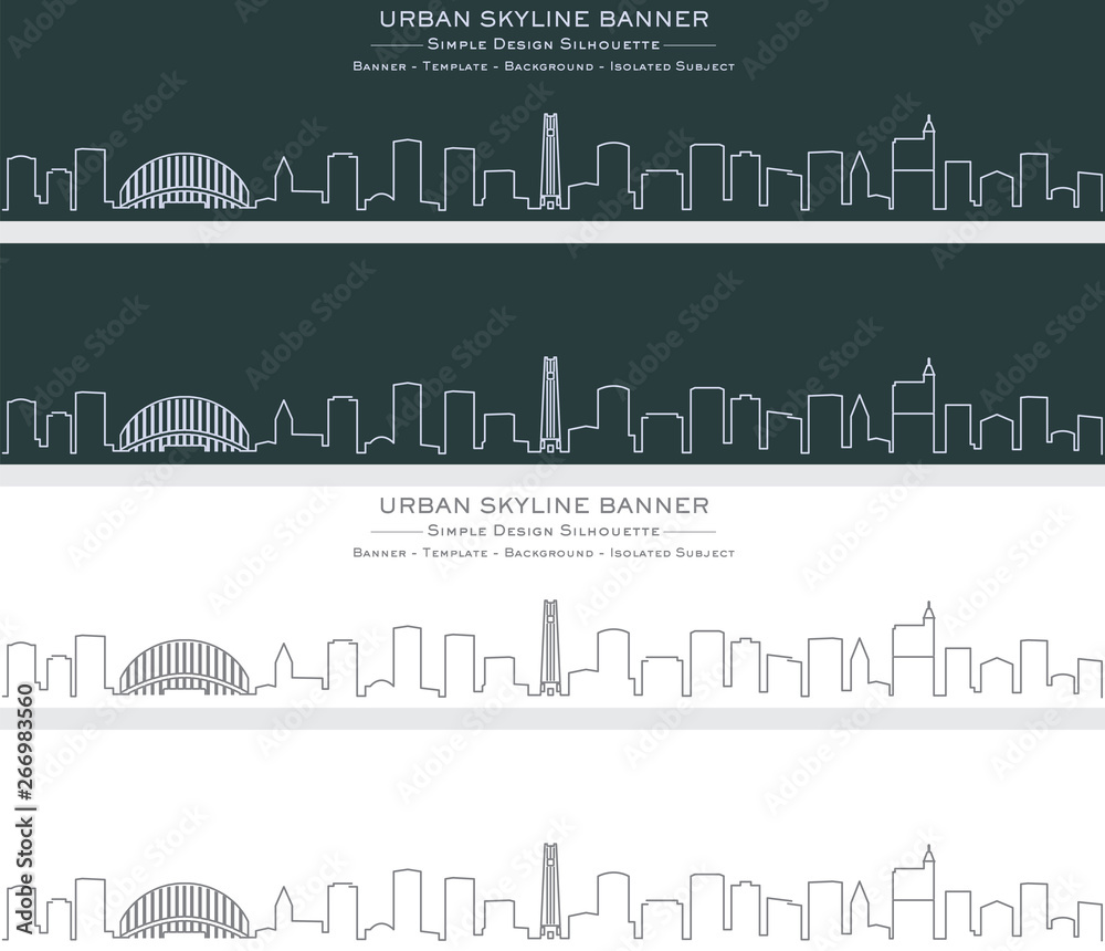 Raleigh Single Line Skyline Banner Stock Vector | Adobe Stock