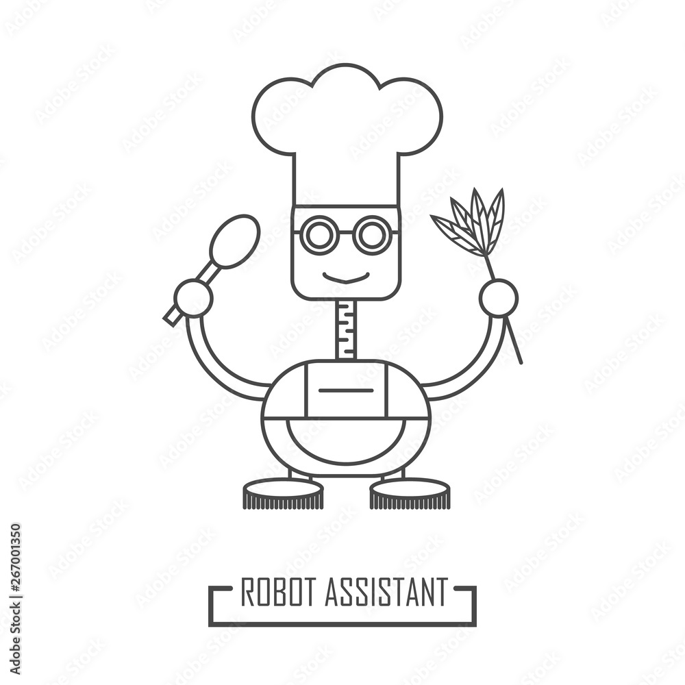 Illustration of a robot cook. Robotic assistant in the kitchen Stock ...