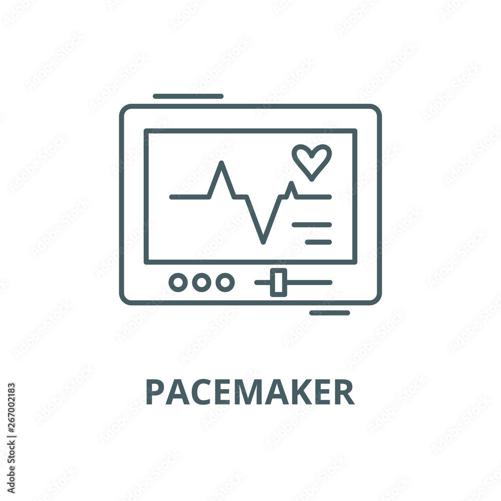 Pacemaker vector line icon, outline concept, linear sign Stock Vector ...