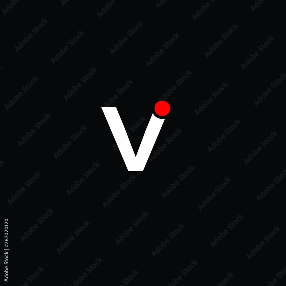 lower case V and I letter logo vector in red and white Stock Vector ...