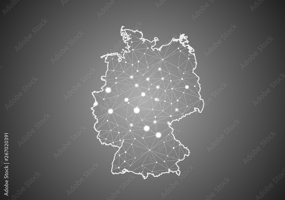 Vector wireframe mesh polygonal of germany map. Abstract global ...