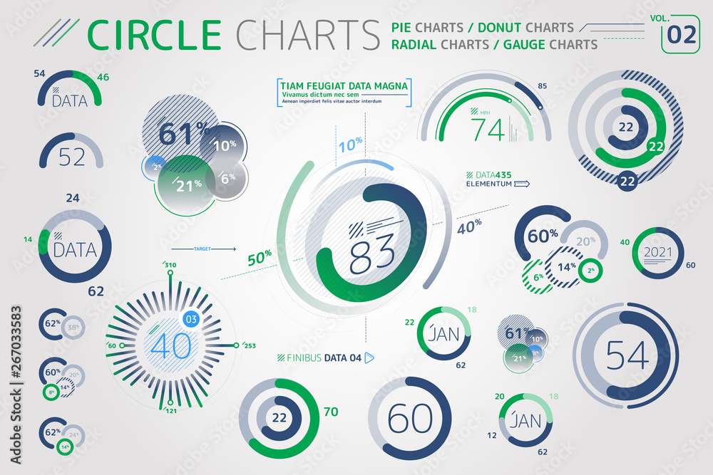Circle Charts, Pie Charts, Donut Charts and Radial Charts Infographic ...