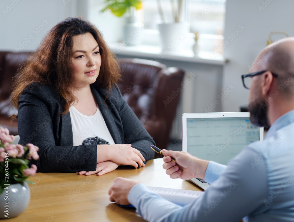 Plus size woman attending job interview Stock Photo | Adobe Stock