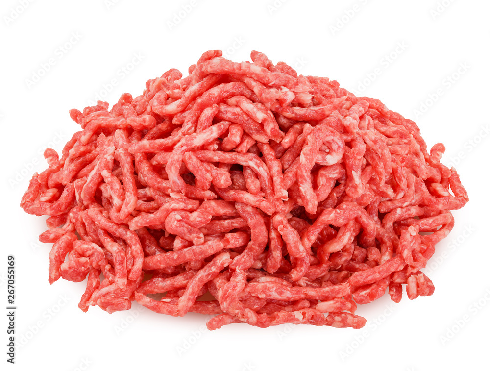 minced meat, pork, beef, forcemeat, clipping path, isolated on white ...
