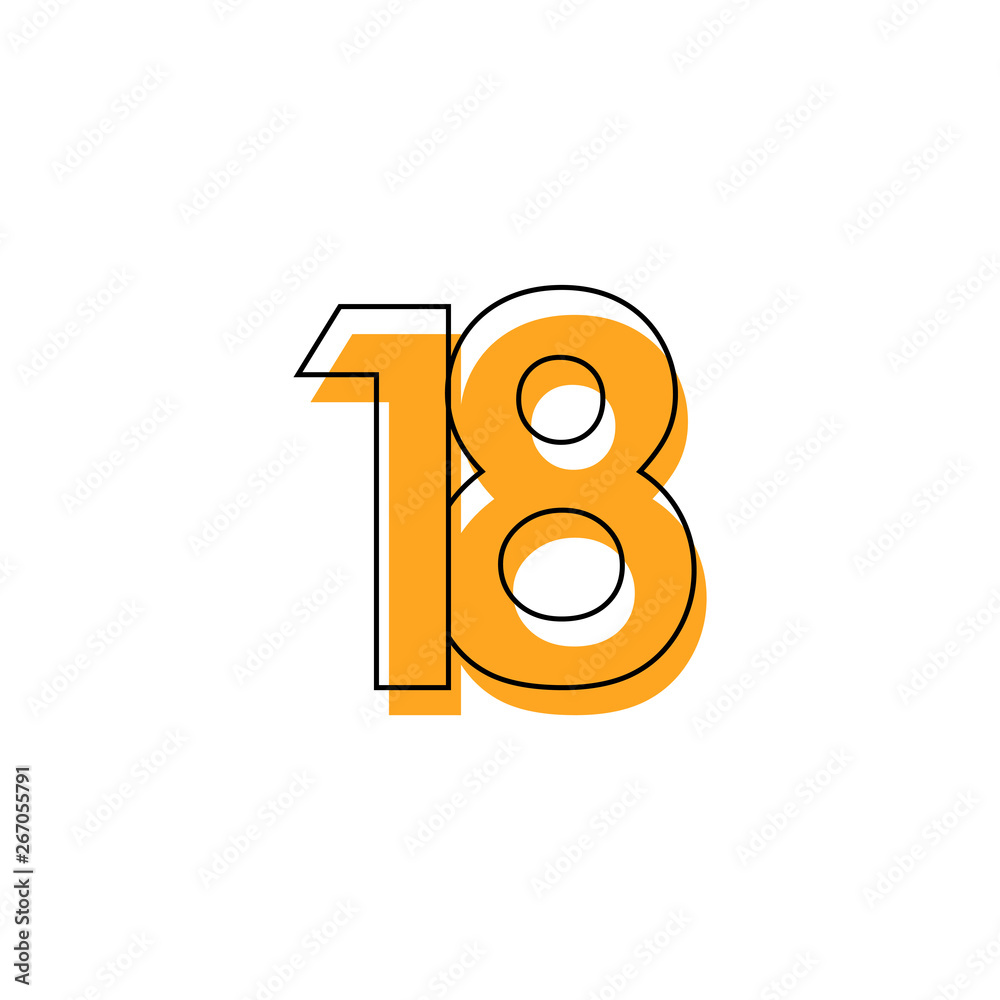 Number 18 Vector Template Design Illustration Design for Anniversary ...
