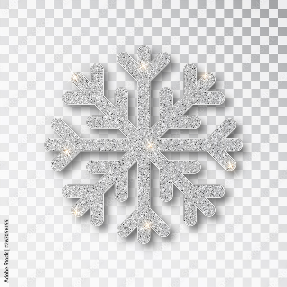 Silver snowflake isolated on a transparent background. Christmas ...