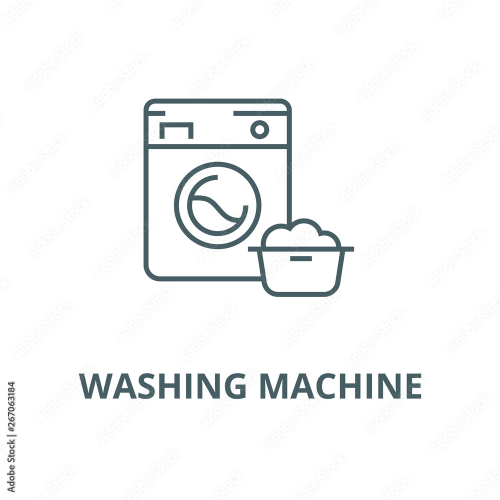 Washing machine,laundry service vector line icon, outline concept ...