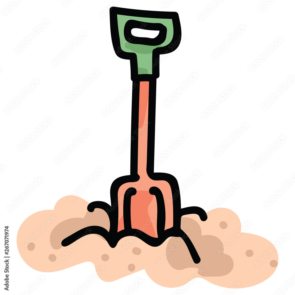 Vetor de Cute spade buried in sand cartoon vector illustration motif ...
