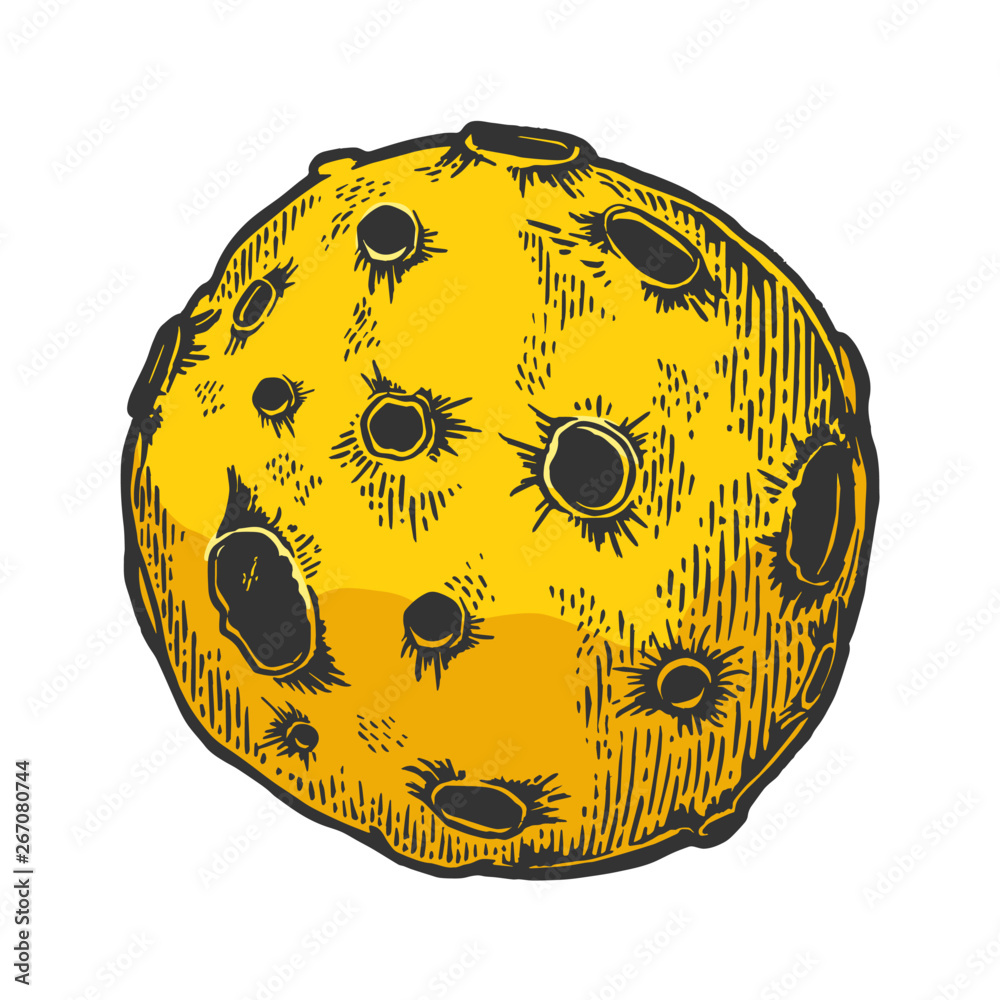 Planet with asteroid meteorite planet impact crater color sketch ...