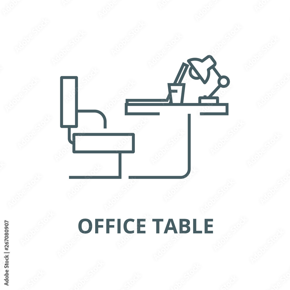 Office table vector line icon, outline concept, linear sign Stock ...