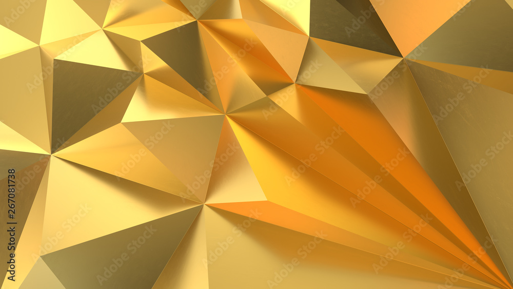 Gold Low poly triangle, trigon, triangular background. abstract golden ...