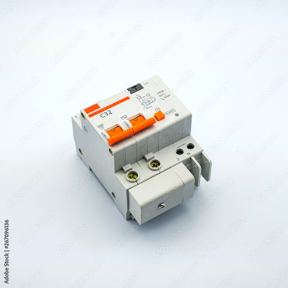 Electric switch concept isolated on white background. A photo of an ...