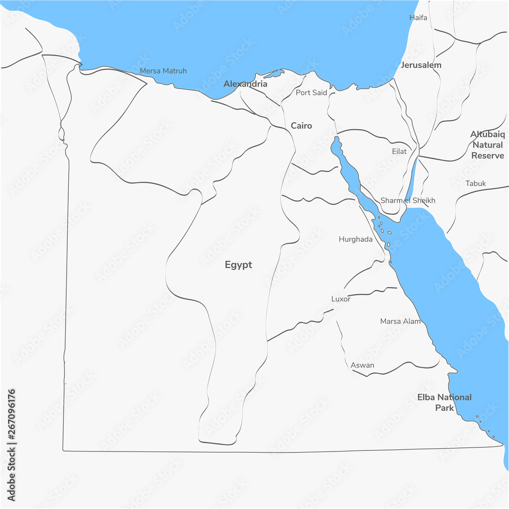 Detailed vector map Egypt. Stock Vector | Adobe Stock