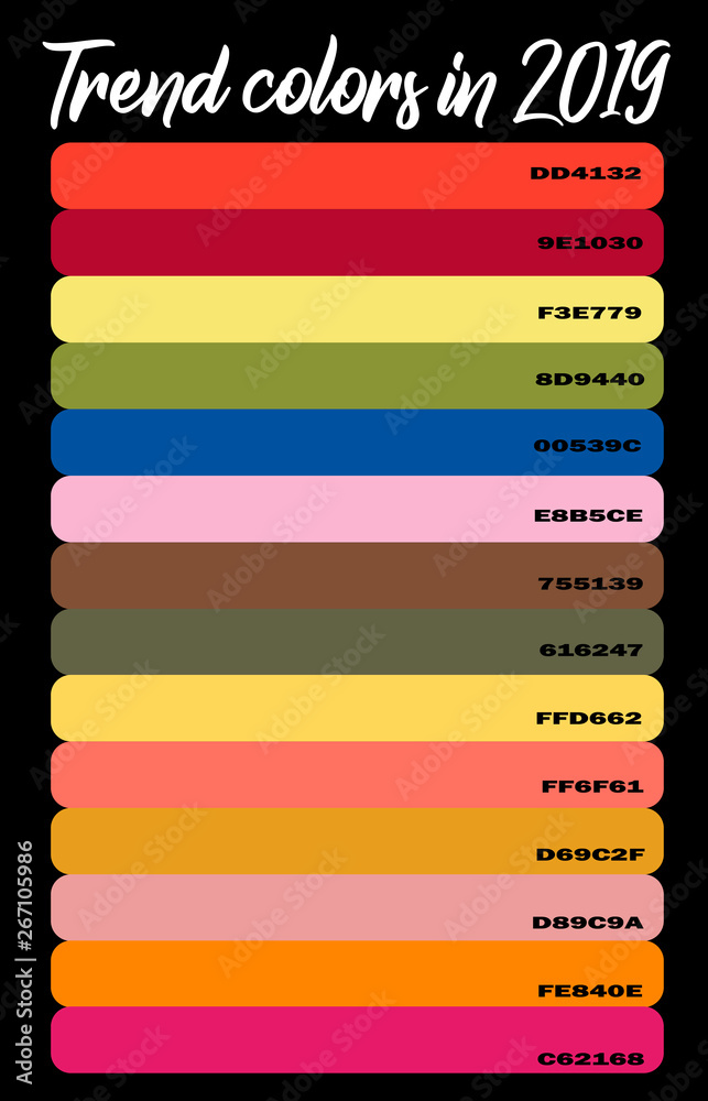 The palette of the most trendy colors of spring summer 2019. Vector ...