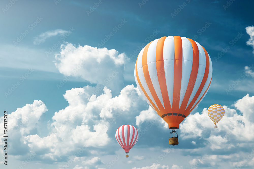 Poster Print Multicolored large balloons against the blue sky 40x26.7 cm