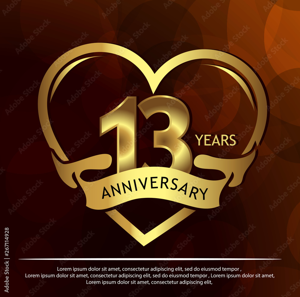 13 years anniversary golden. anniversary template design for web, game ...