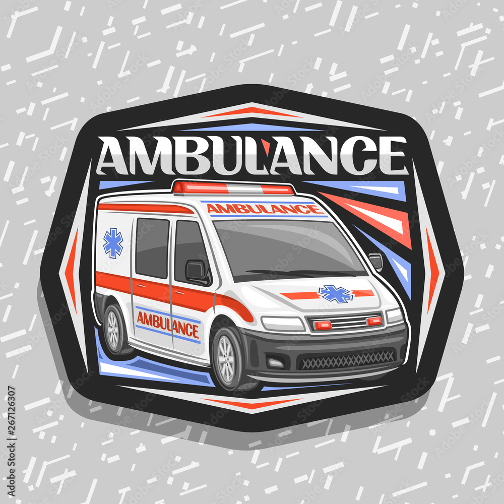 Vector logo for Ambulance, black decorative badge with white van for ...