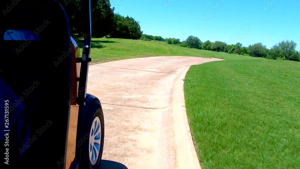Golf cart cruising the cart path between holes in slow motion Stock ビデオ ...