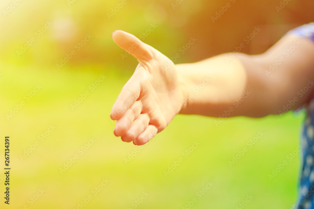 child hands begging asking for money, help me, reaching out and ...