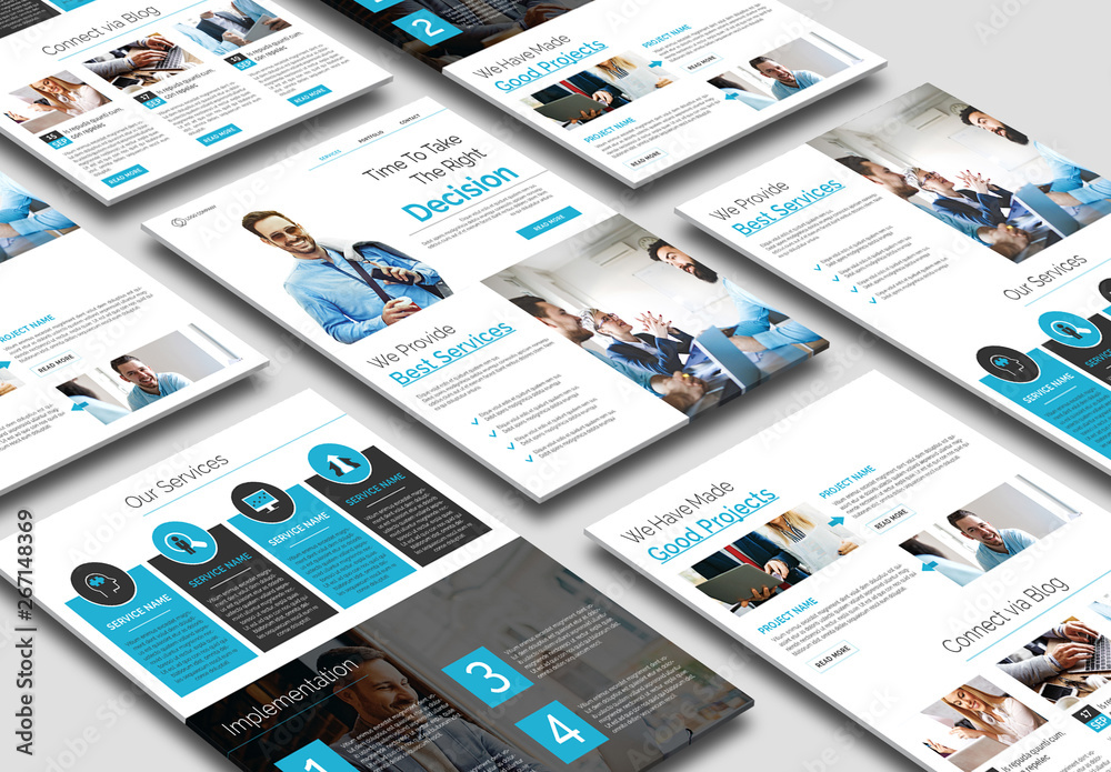 E-Newsletter Layout with Blue Accents Stock Template | Adobe Stock