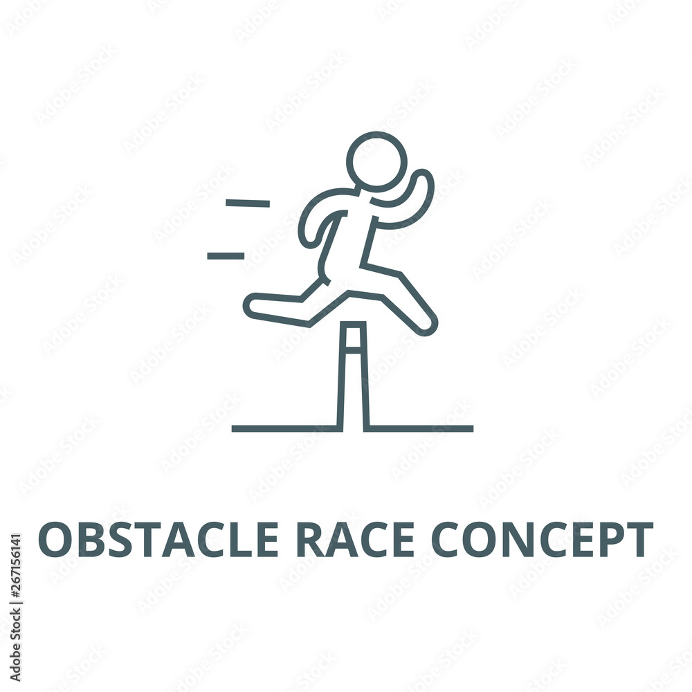 obstacle race concept vector line icon, outline concept, linear sign ...