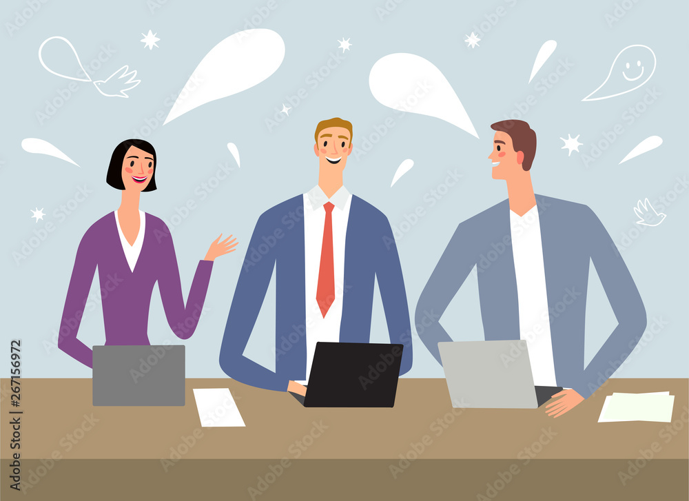 Cartoon office workers telling jokes Stock Vector | Adobe Stock