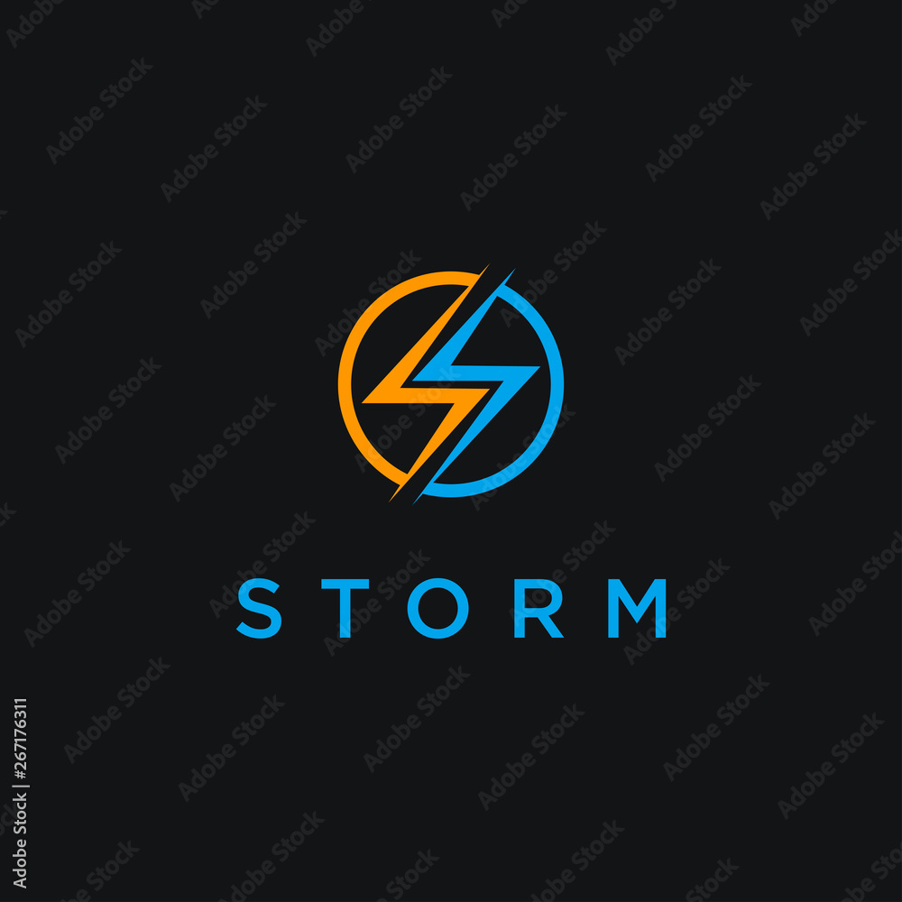 Letter S for storm logo icon vector template on black background Stock ...
