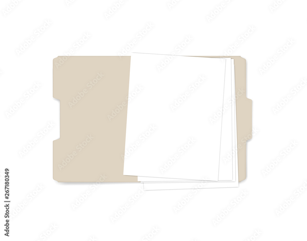 Open file folder with cut tab, realistic mockup. Letter size tabbed ...