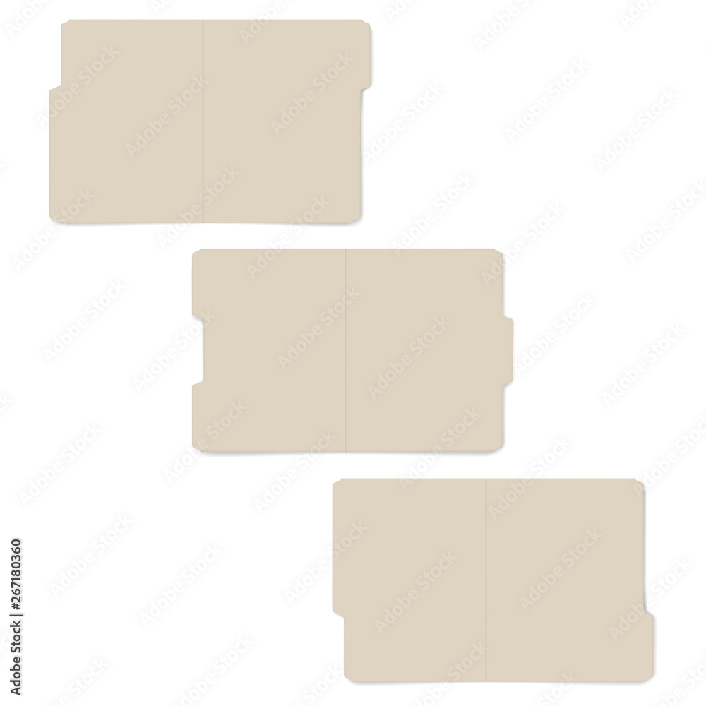 Letter size set of tabbed manila folders, vector template. Open empty ...