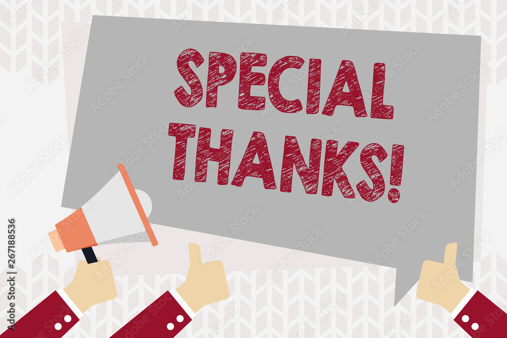Text sign showing Special Thanks. Business photo showcasing expression ...