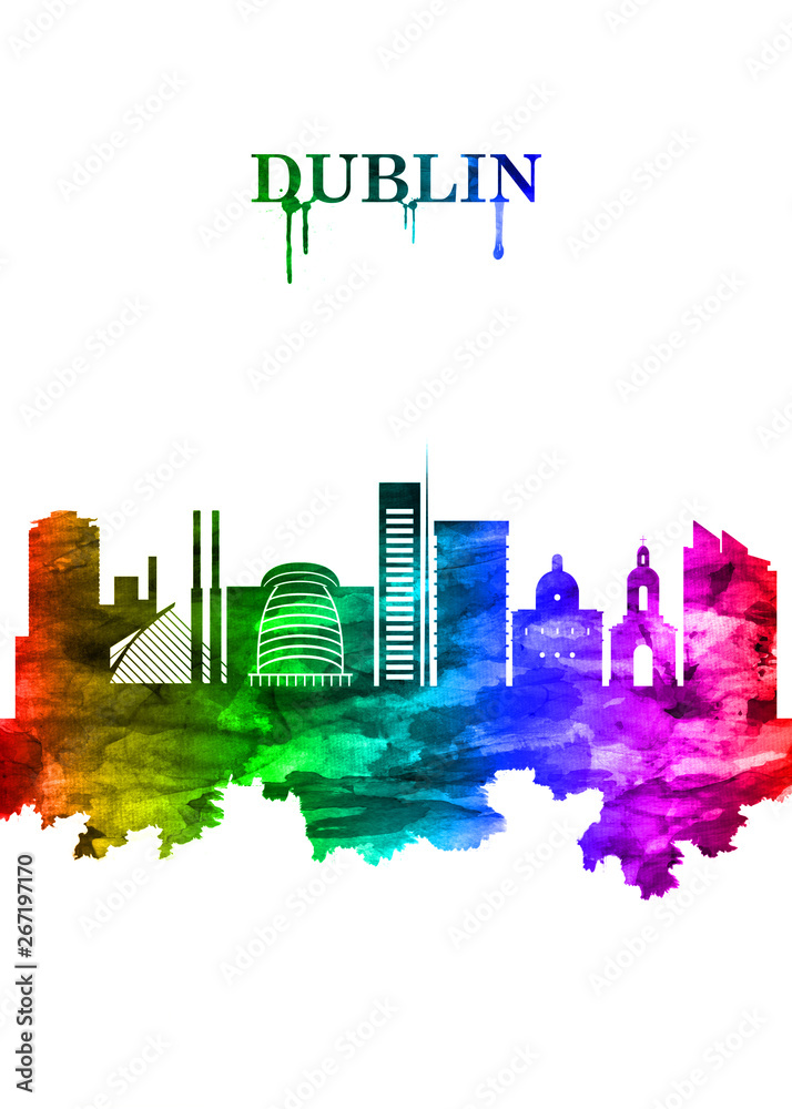 Poster Dublin Ireland skyline Portrait Rainbow – Wall Art | UkPosters