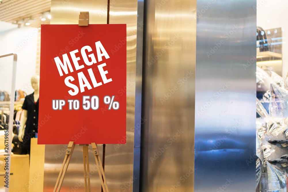 Mockup red poster sale offer menu frame advertising billboard at front ...