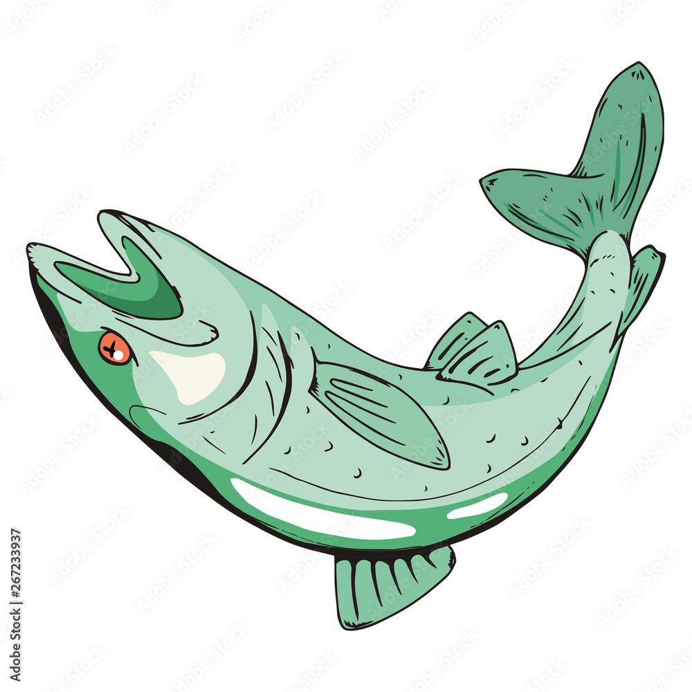 Fish icon. Vector of a fish for food. Hand drawn dead fish. Stock ...
