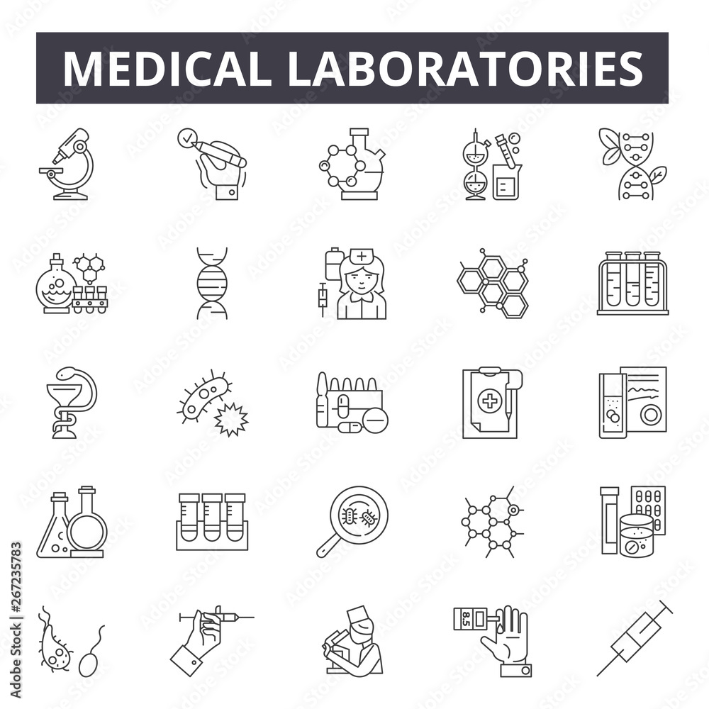 Medical laboratories line icons, signs, vector set, outline concept ...