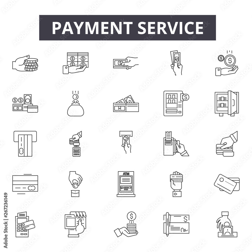Payment service line icons, signs, vector set, outline concept, linear ...