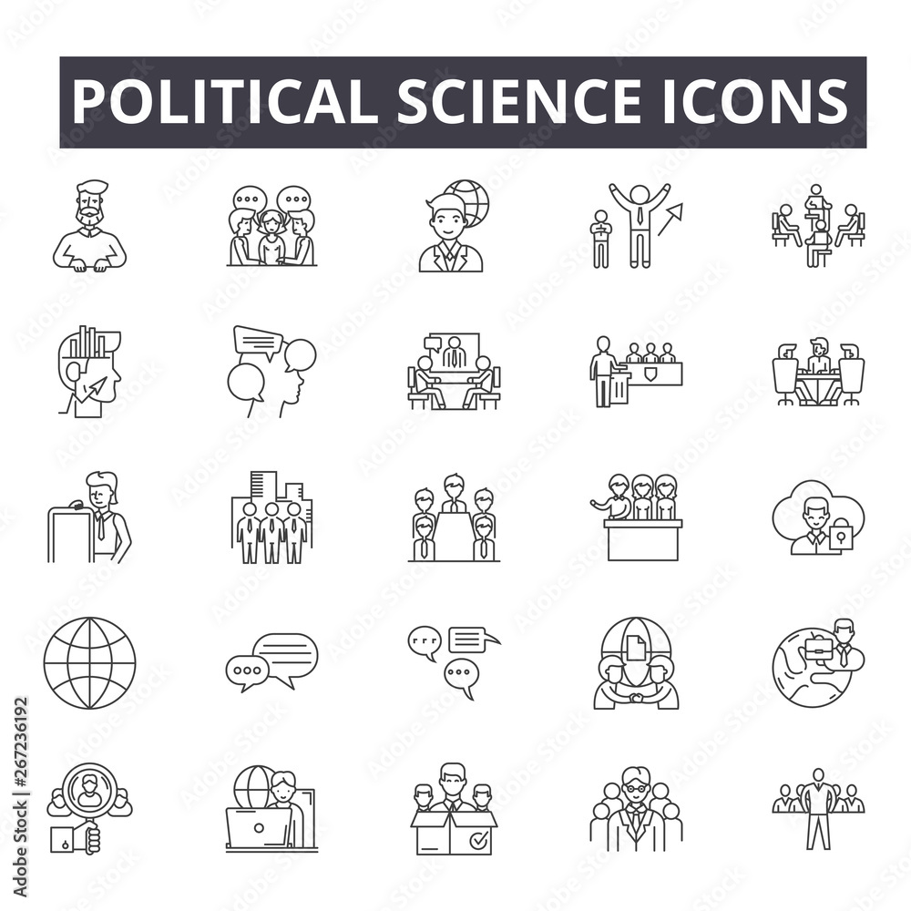 Political science line icons, signs, vector set, outline concept ...