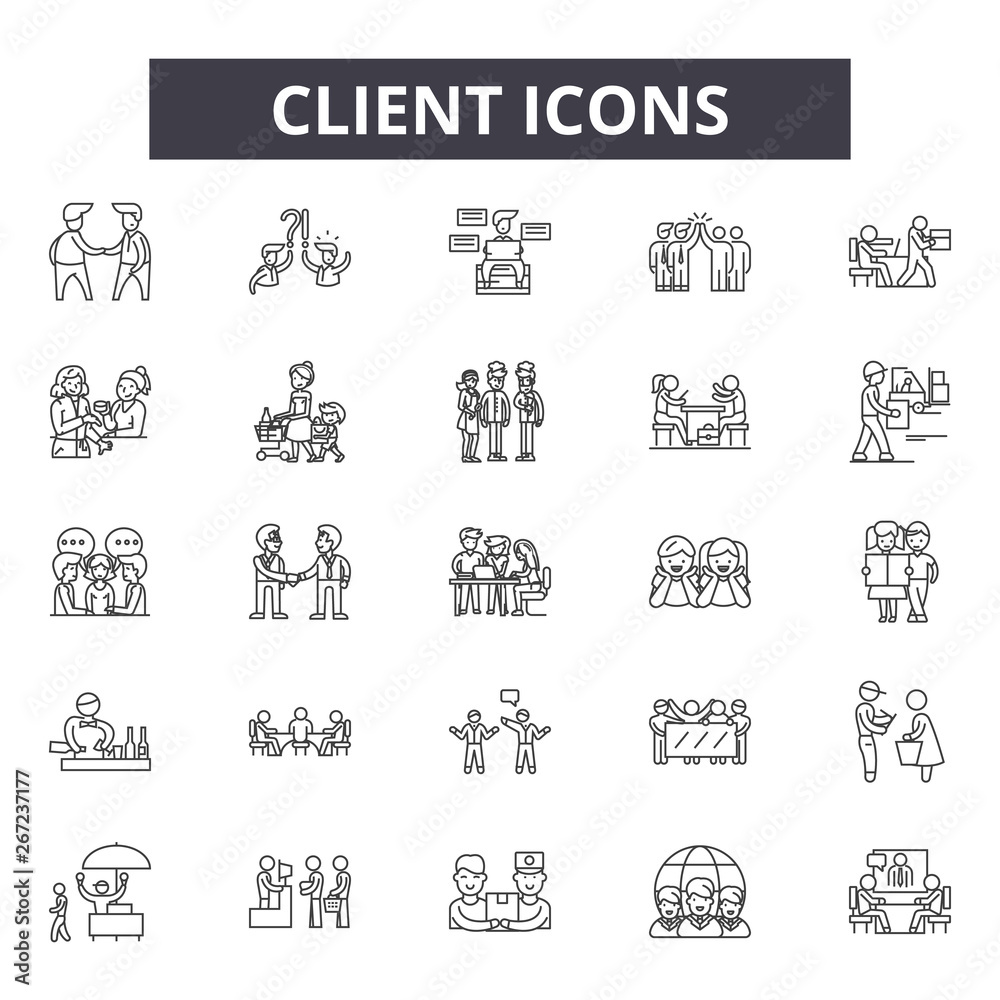 Client line icons, signs, vector set, outline concept, linear ...