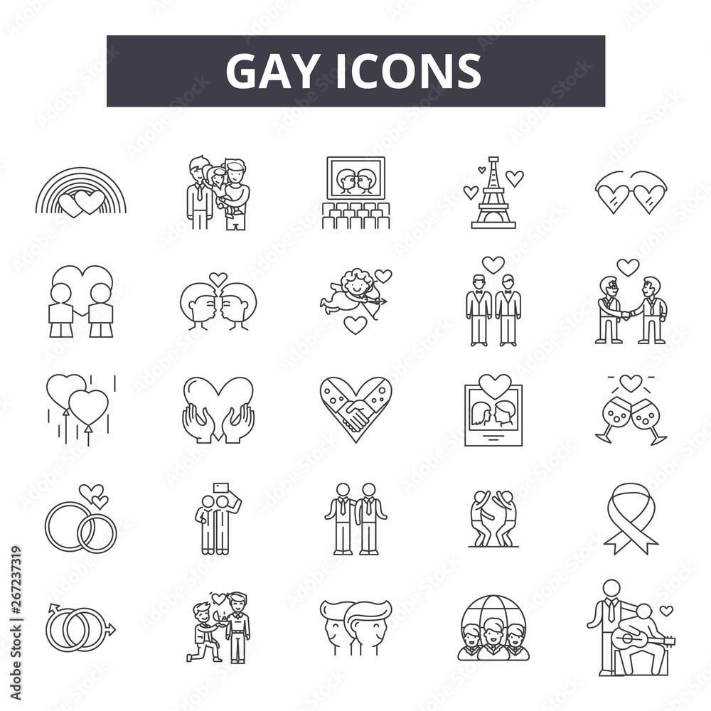 Gay line icons, signs, vector set, outline concept, linear illustration ...