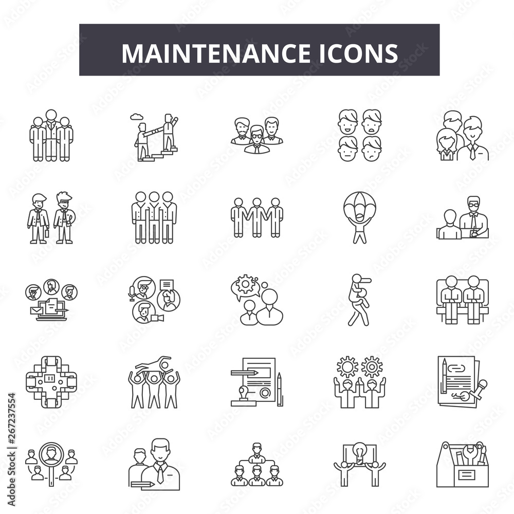 Maintenance line icons, signs, vector set, outline concept, linear ...