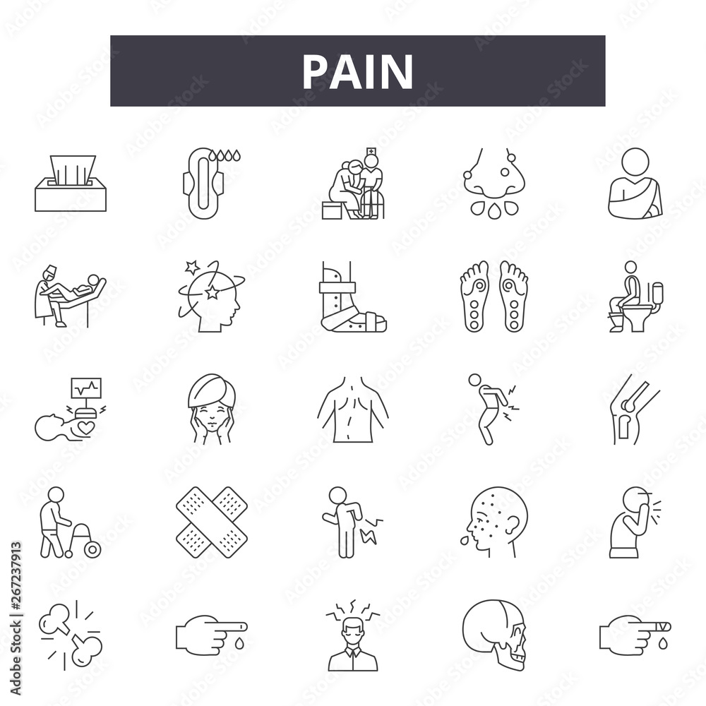 Pain line icons, signs, vector set, outline concept, linear ...