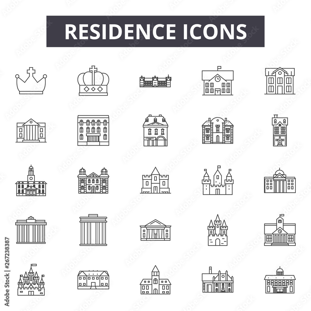 Residence line icons, signs, vector set, outline concept, linear ...