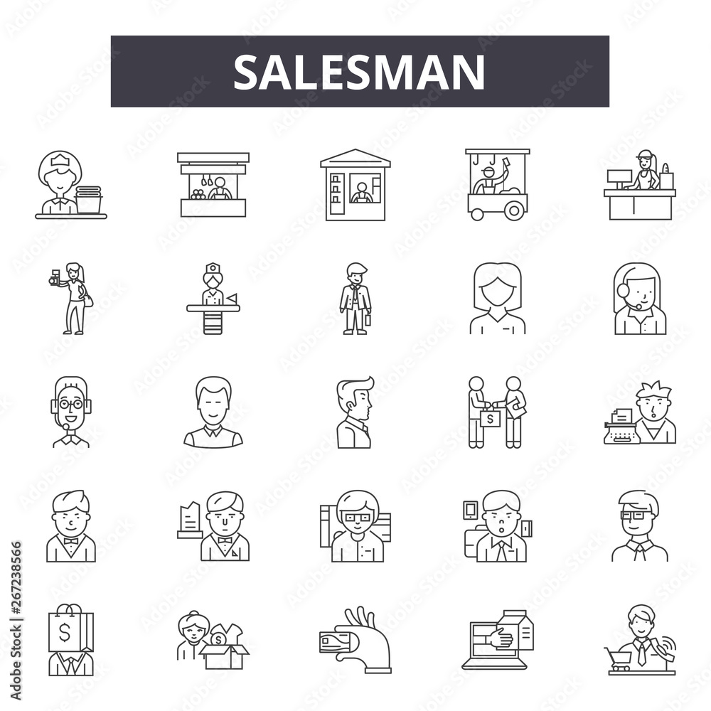 Salesman line icons, signs, vector set, outline concept, linear ...
