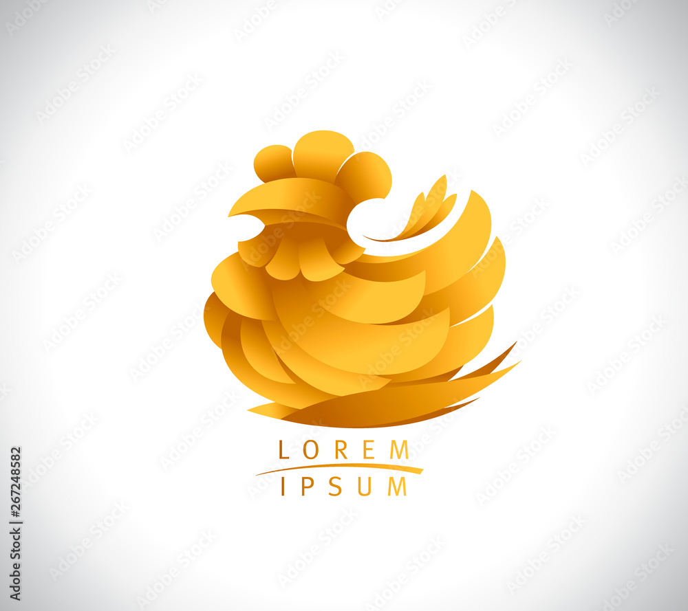 Hen logo concept, golden chicken symbol Stock Vector | Adobe Stock