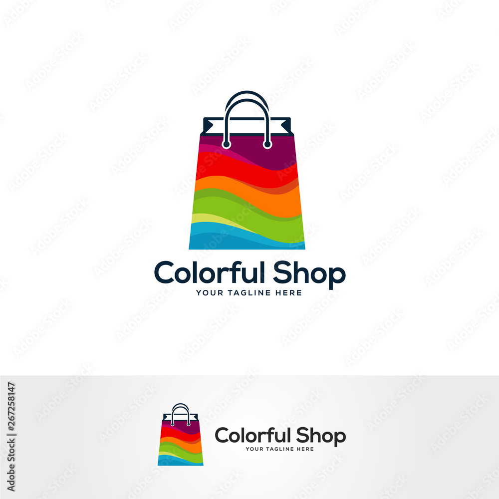 colorful shop logo design vector, shopping bag logo symbol Stock Vector ...