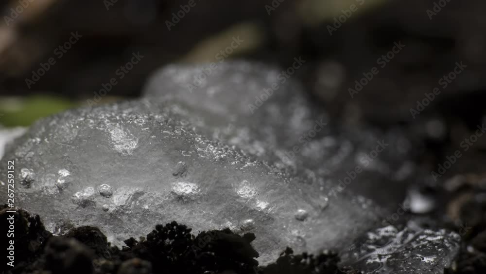 Melting Snow / Melting Ice / Spring Water / Spring Time. Macro time ...