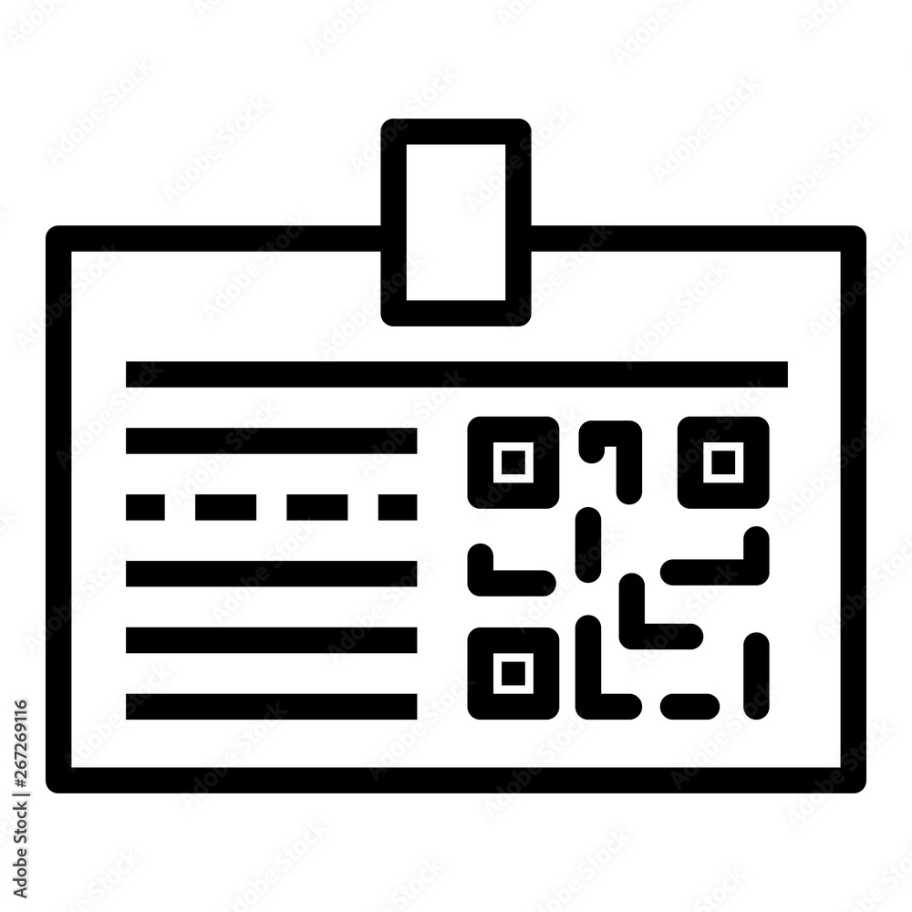 Badge with QR code icon. Outline badge with QR code vector icon for web ...