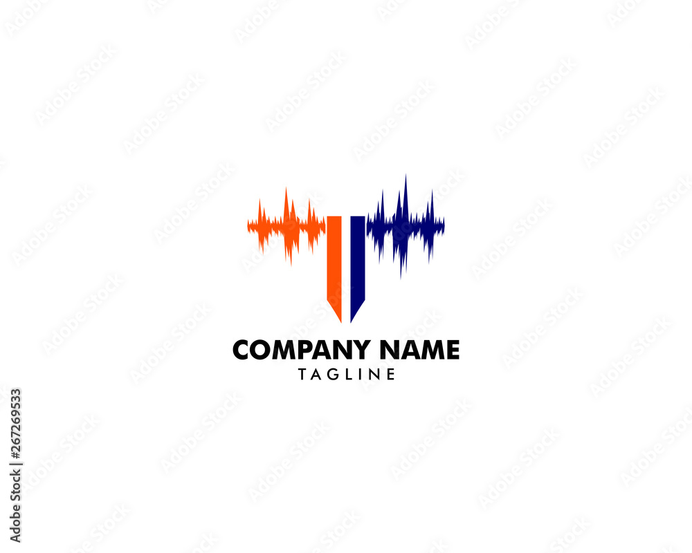 Letter T logo with wave sound shape Stock Vector | Adobe Stock