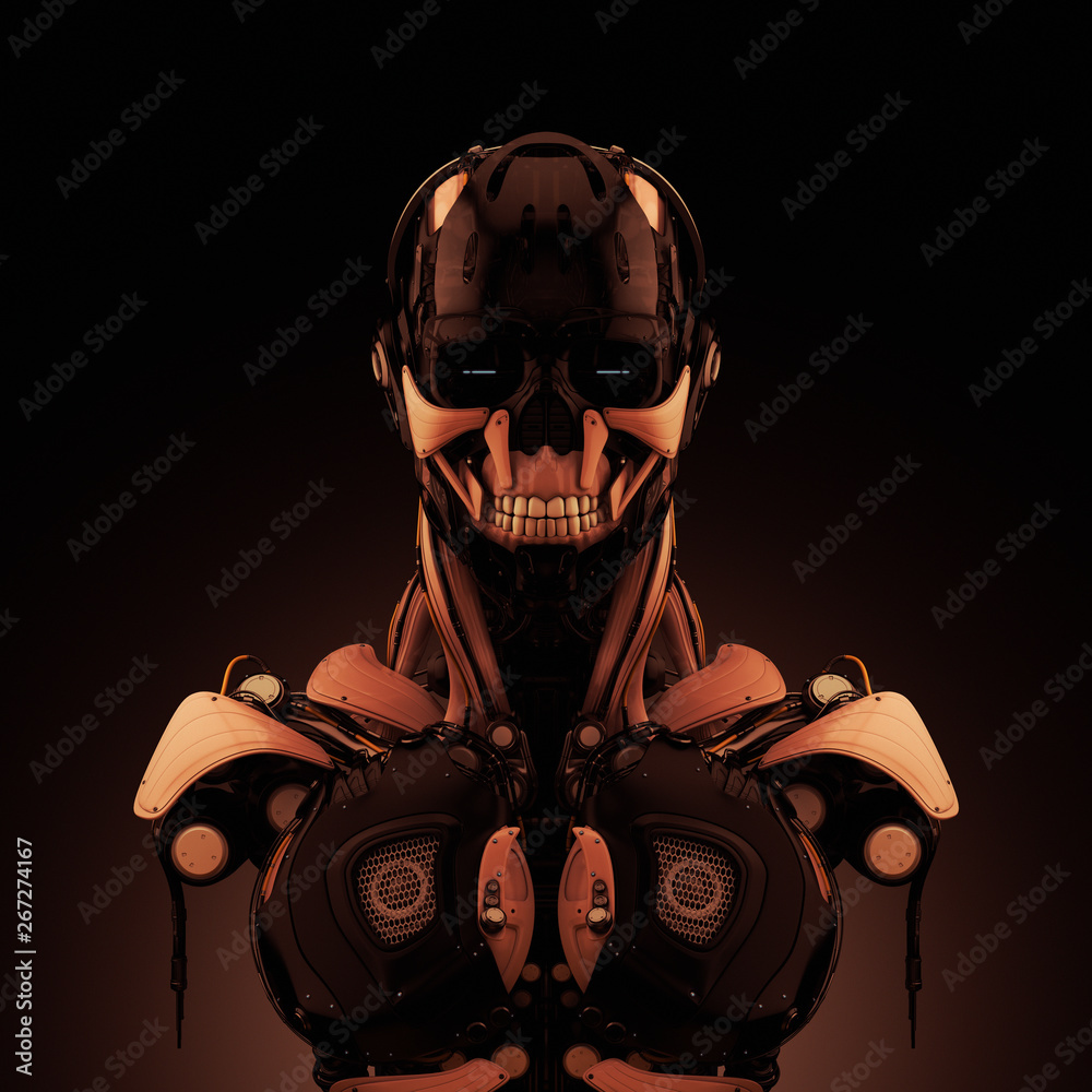 Mechanical robotic bust, 3d rendering Stock Illustration | Adobe Stock