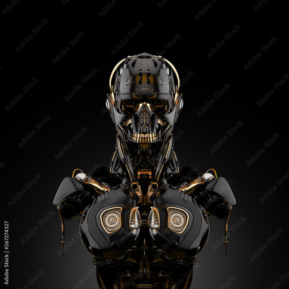 Mechanical robotic bust, 3d rendering Stock Illustration | Adobe Stock